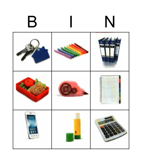 Classroom objects Bingo Card