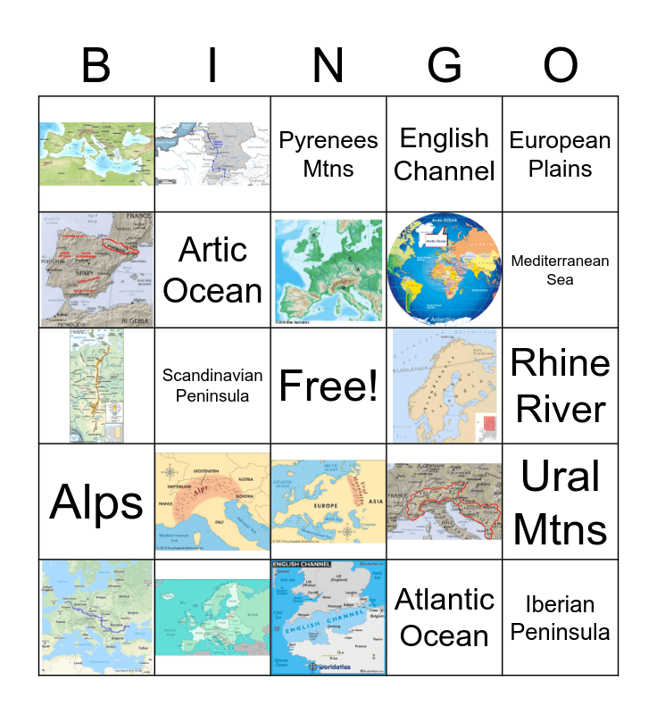 Physical Features of Europe Bingo Card