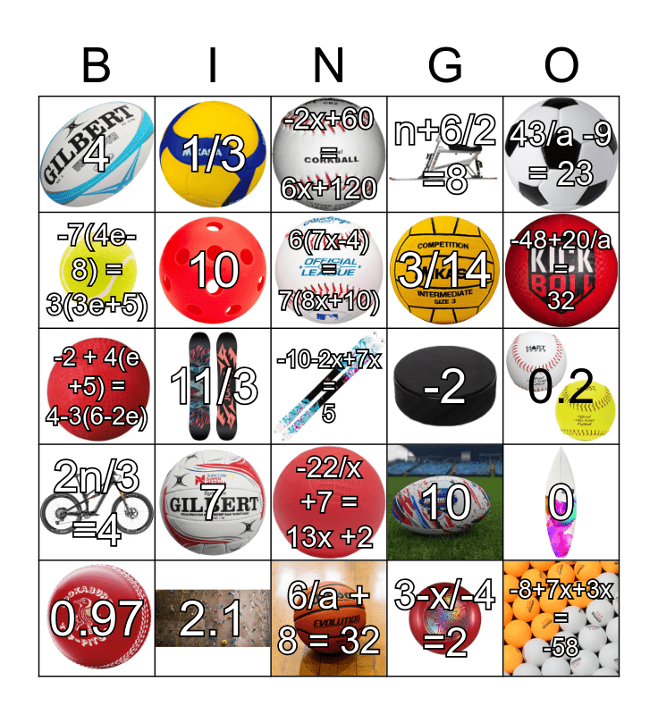 Sport Bingo Card