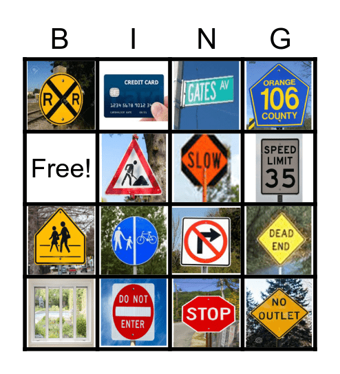 2D Real World Shapes Bingo Card