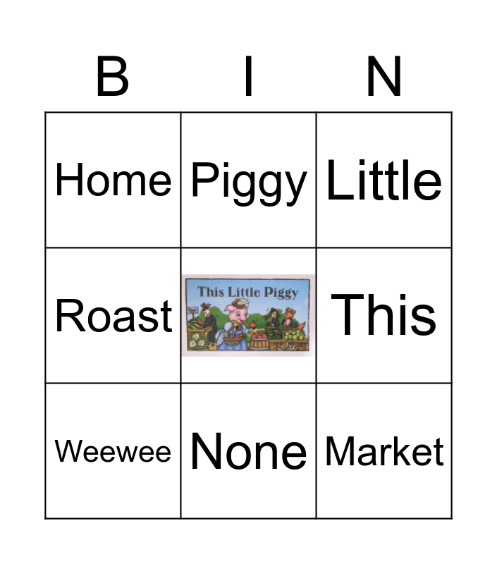 This Little Piggy Bingo Card