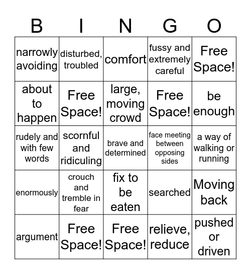 Vocab Words! Bingo Card