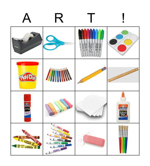 ART SUPPLIES Bingo Card