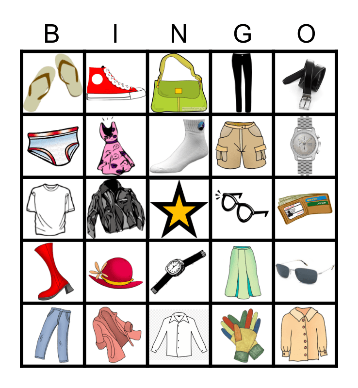 La Ropa Bingo Card