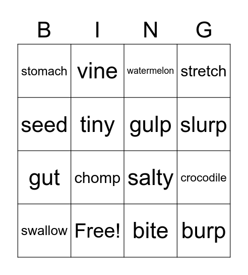 The Watermelon Seed Bingo Card