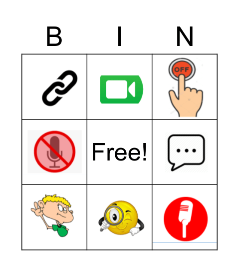 Virtual Classroom Command Bingo Card