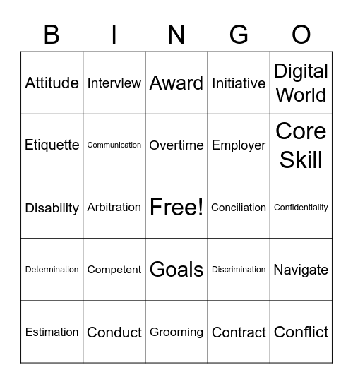 Career & Enterprise Bingo Card