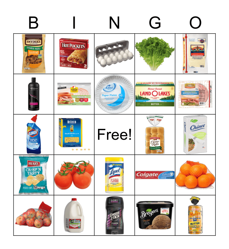 Grocery Store Bingo Card