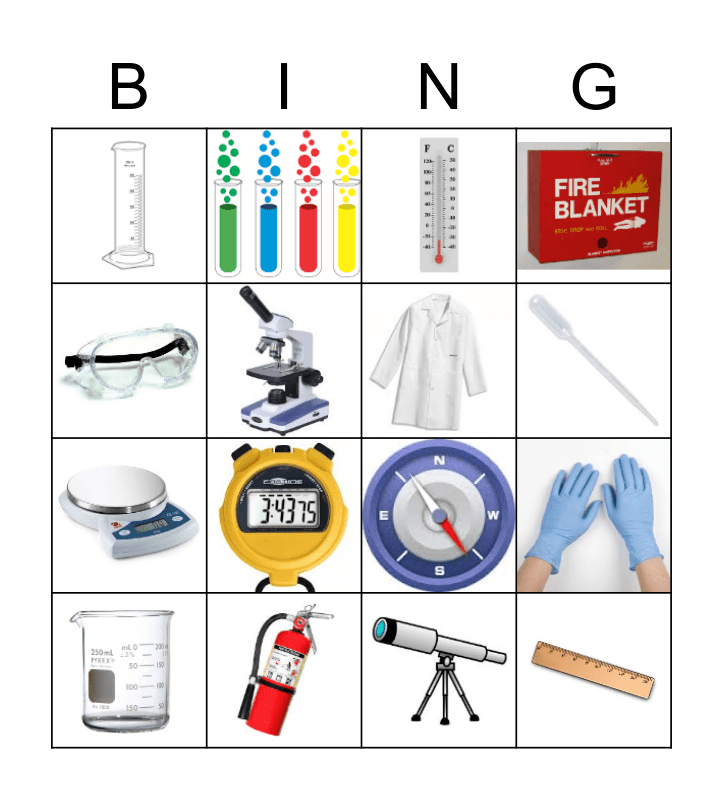 Science Tools Bingo Card