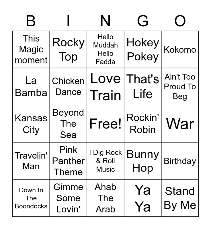 Whistle Stop 1 Bingo Card