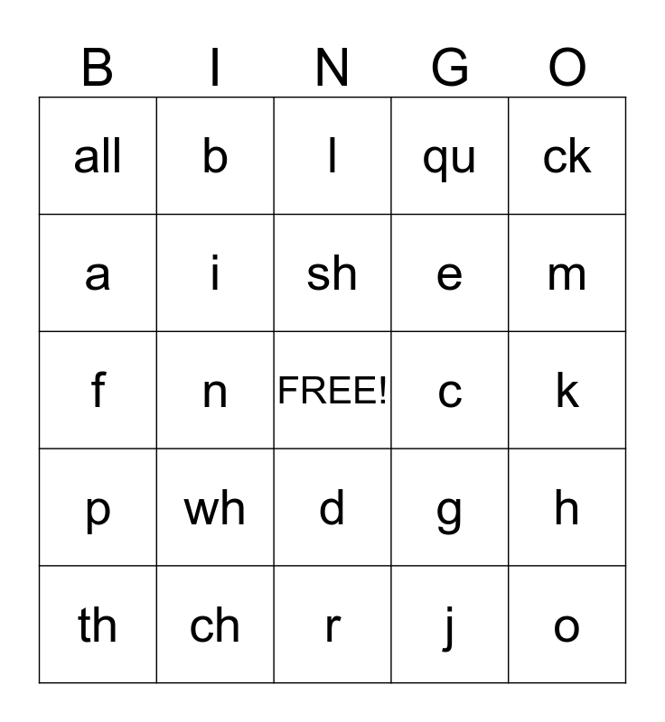 Fundations 1: Unit 4 Bingo Card