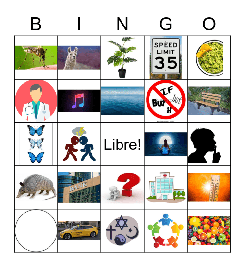 Spanish Cognate Bingo Card