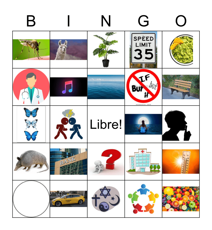Spanish Cognate Bingo Card