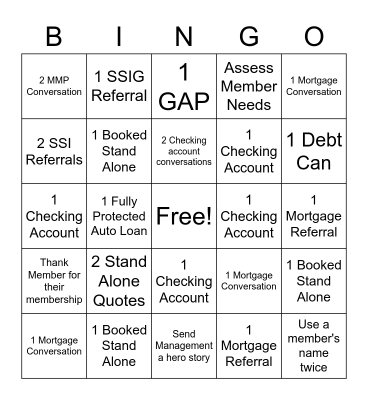September Bingo Card