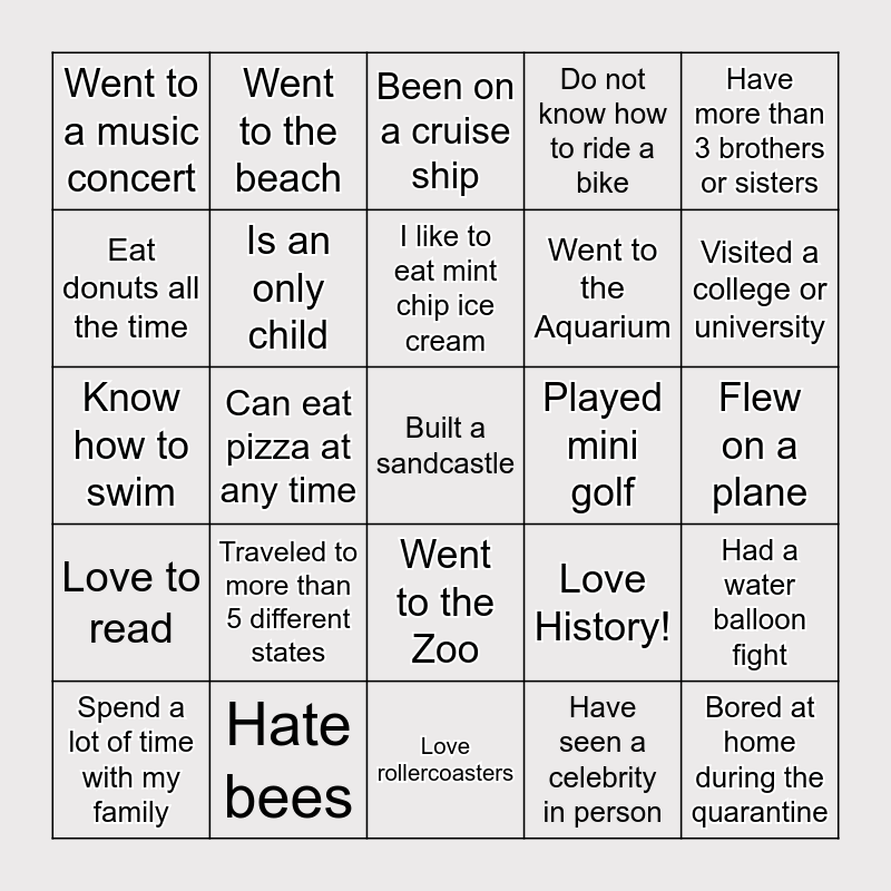 What Do We Have In Common Bingo Card What Do We Have In Common Bingo Card