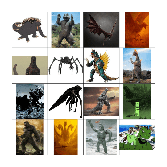 Godzilla Bingo Card