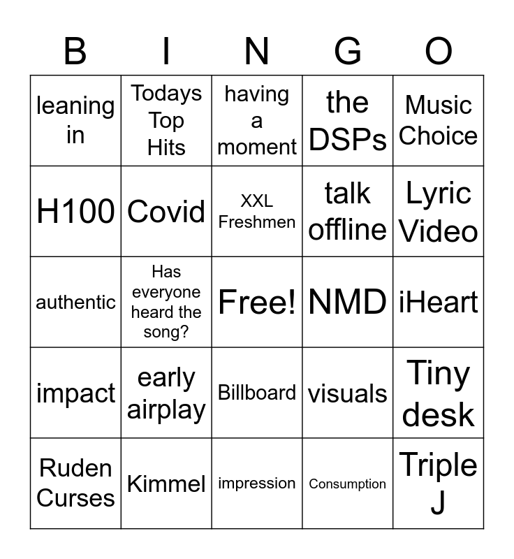 Label Meeting Bingo Card
