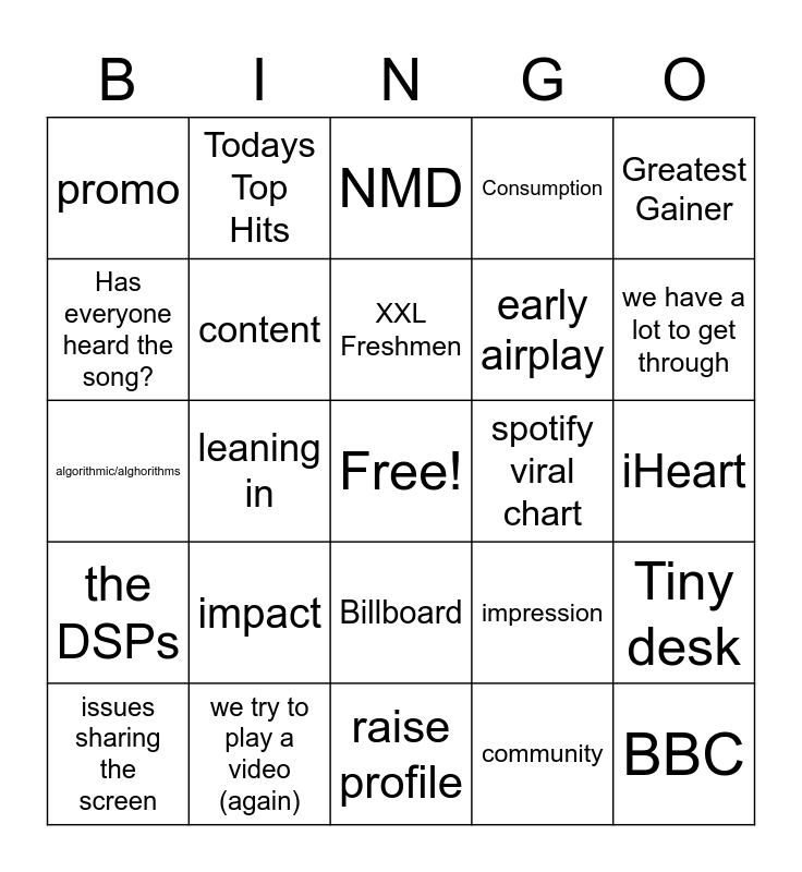 Label Meeting Bingo Card
