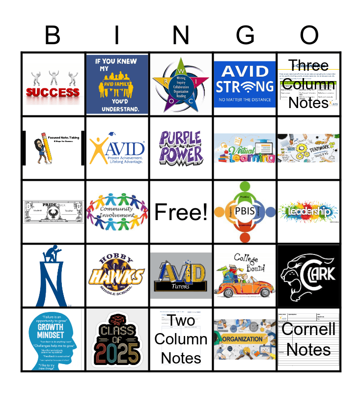 Hobby AVID Bingo Card