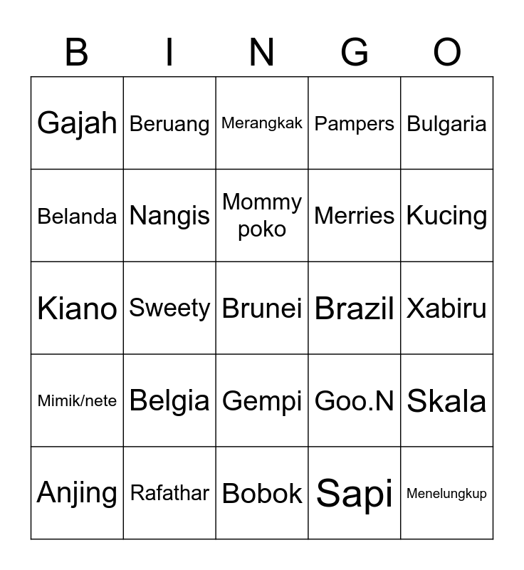 KELOMPOK 1 LANGIT2 Bingo Card