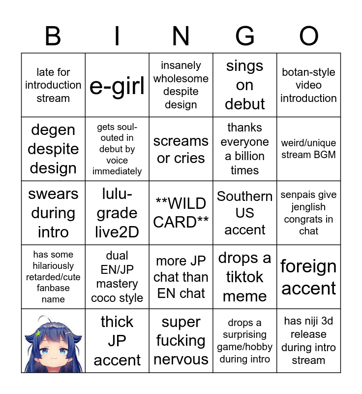hololiveEN debut bingo Card