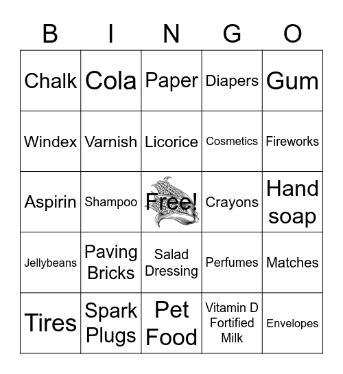 Common Products Containing Corn Bingo Card