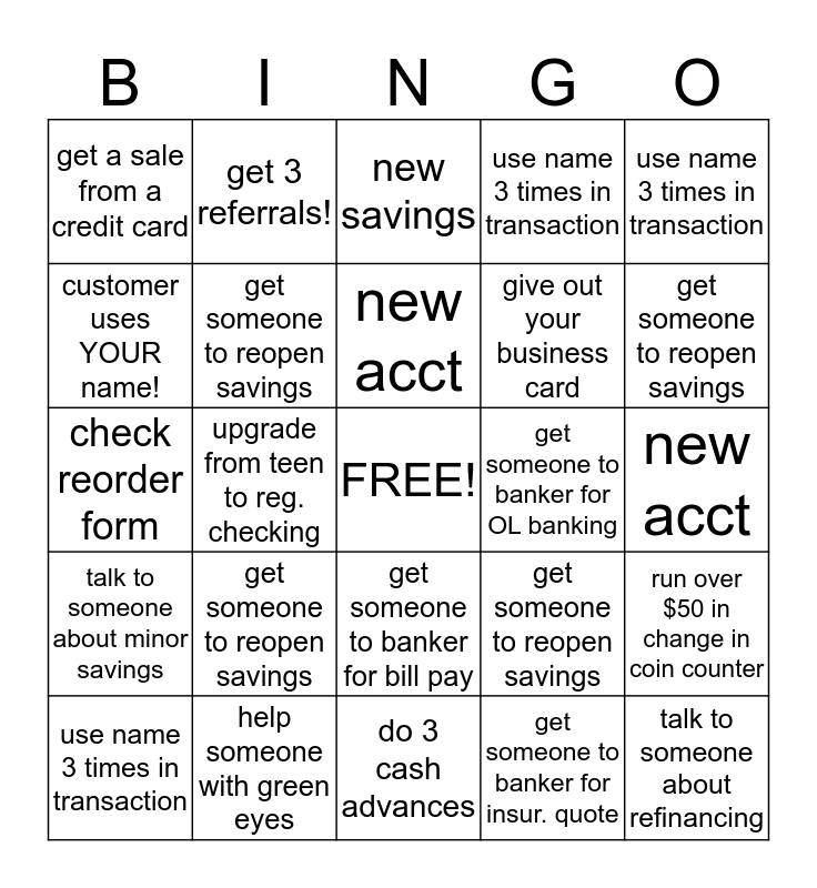 5 in a row- anyway! Bingo Card