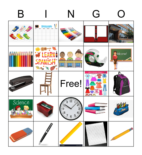 School supplies! Bingo Card
