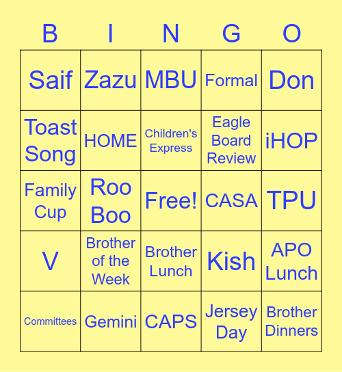 APO Bingo Card