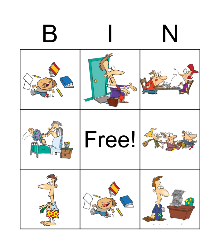 Morning Routine Vocabulary Bingo Card