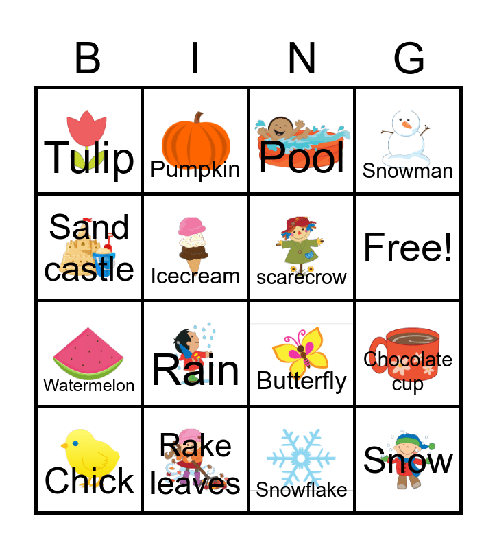 SEASONS Bingo Card