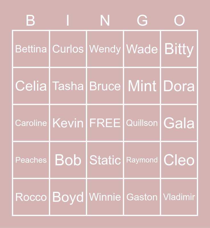 Villager Hunting Bingo Card