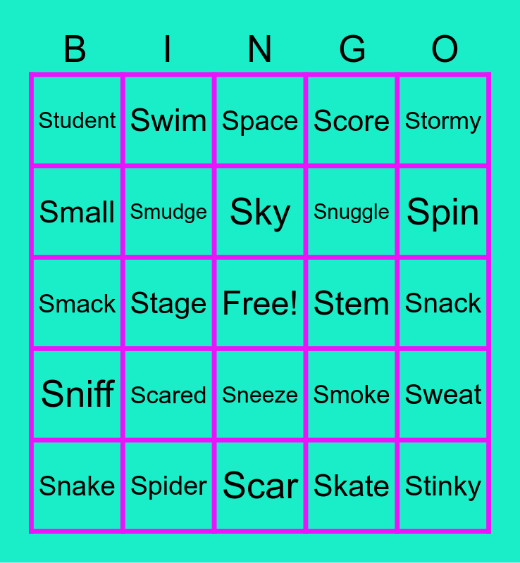 S Blends Bingo Card