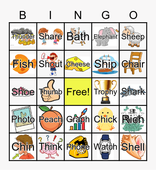 Digraphs Bingo Card
