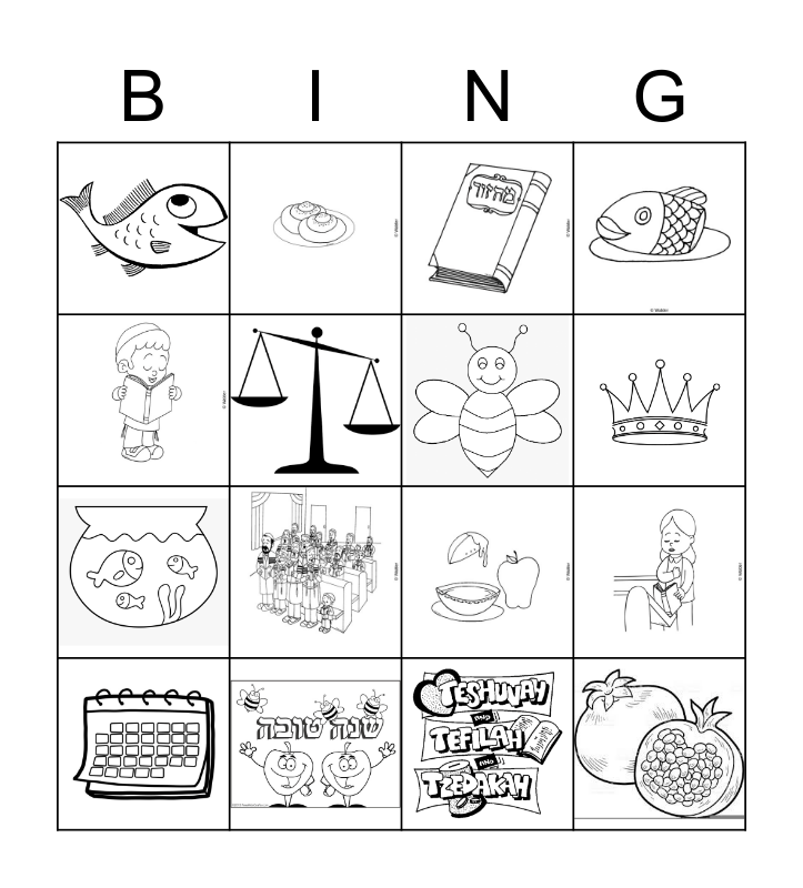 Rosh Hashanah Bingo Card
