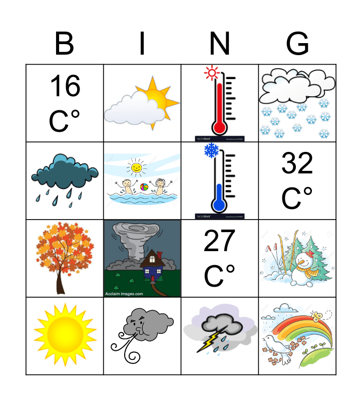 El tiempo y las estaciones Bingo Card