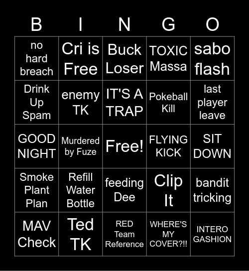 Massa Stream Bingo Card
