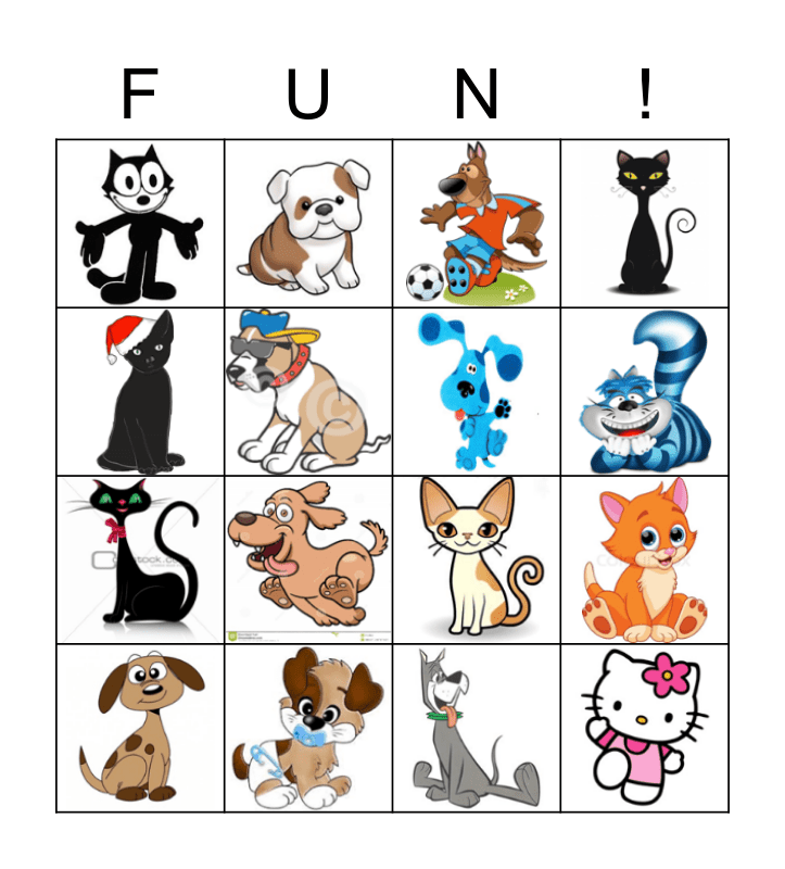 Dogs and Cats Bingo Card