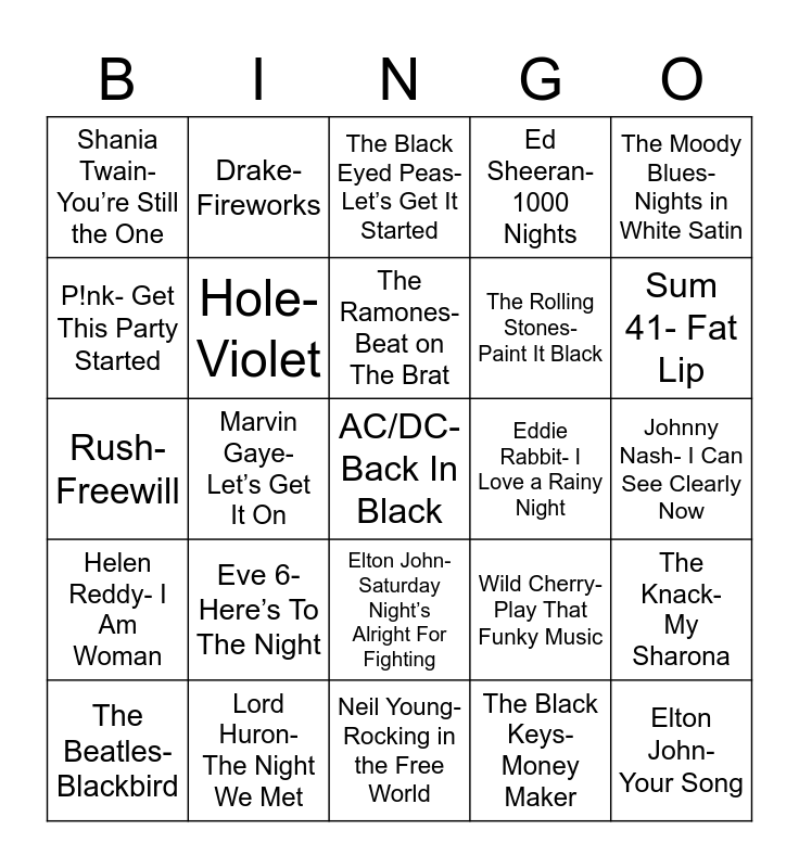 Total-Quiz.com Presents Radio Bingo: Coverall Bingo Card