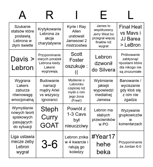 Arielbingo Card