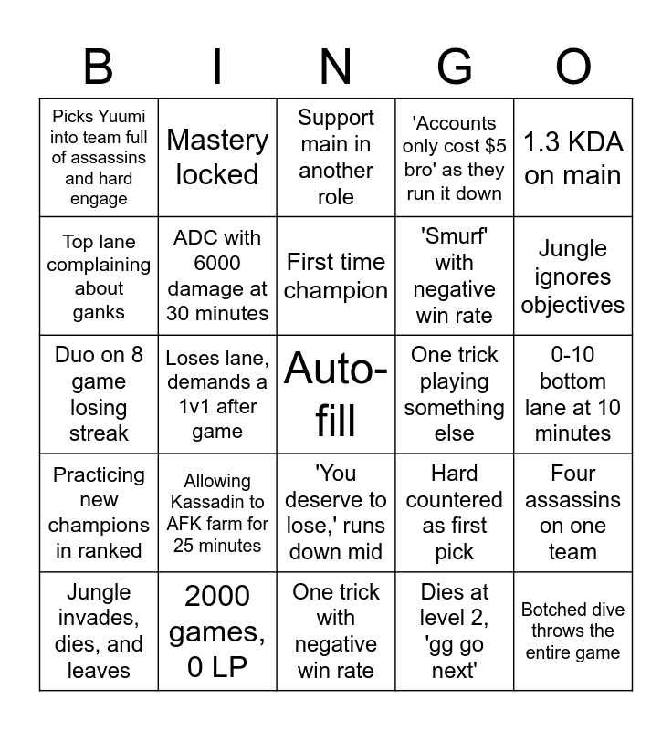 Diamond IV Bingo Card
