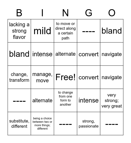 Level Indigo Unit 1 (words 1-5) Bingo Card