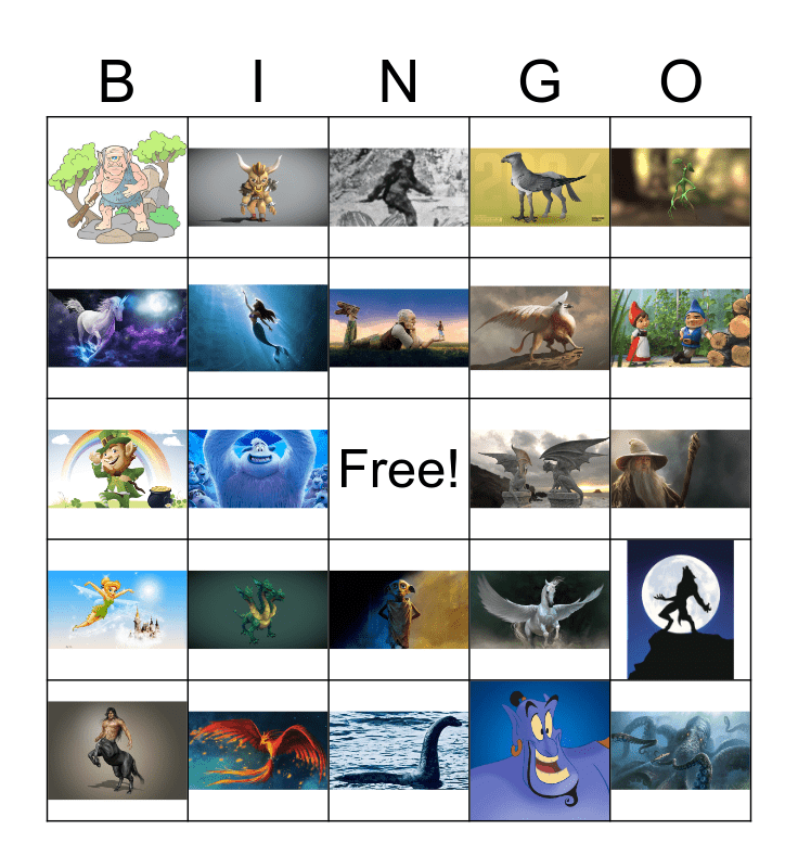 Mythical Creatures Bingo Card