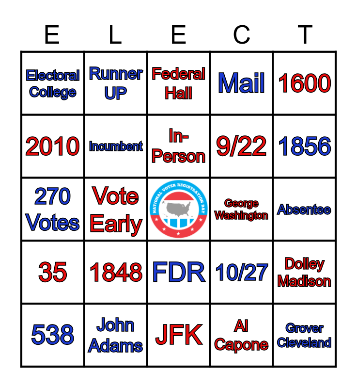 Presidental Election Bingo Card
