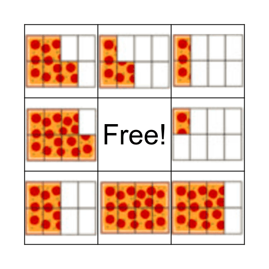 Pizza Fraction Bingo Card