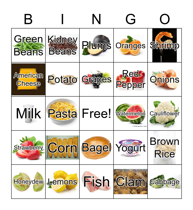 Healthy Eating Bingo Card