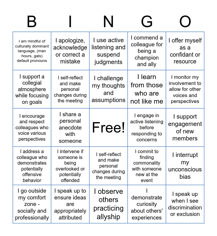 Board Meeting BINGO Card