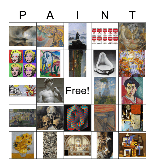 Art History Bingo Card