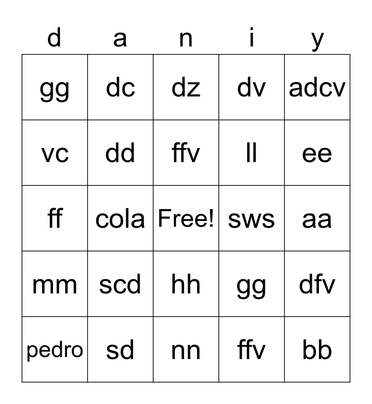 Bingo sin título Bingo Card