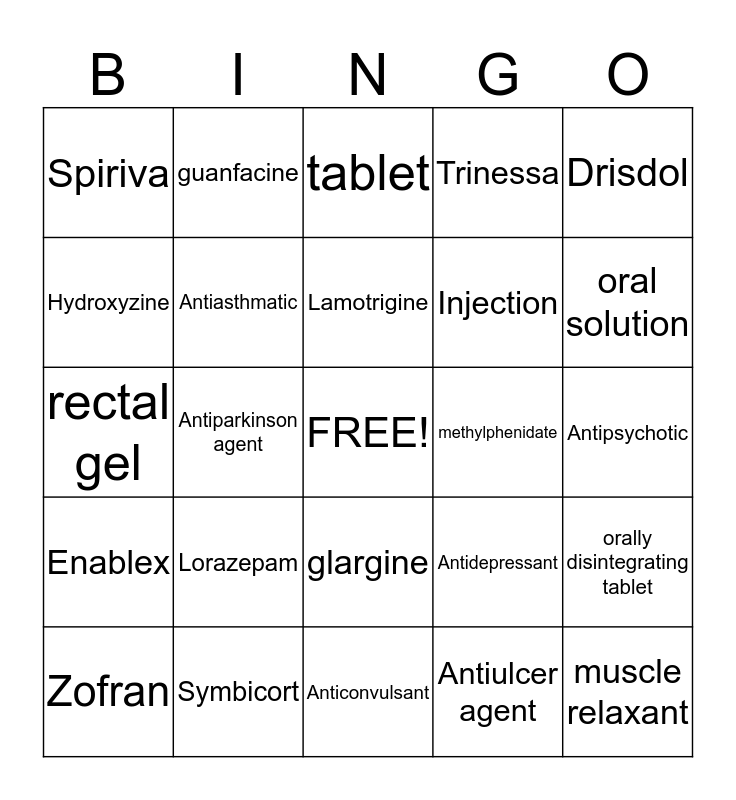 Top 200 Drug Review Bingo Card